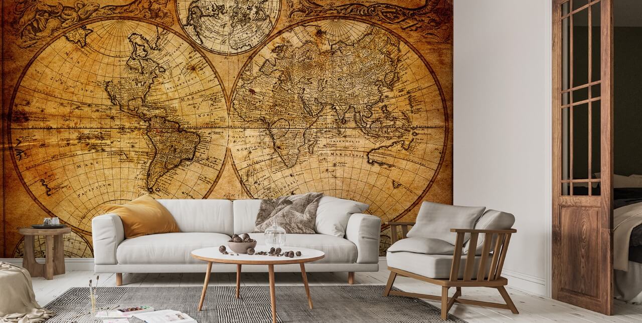 Old Globe Map 1746 Wall Mural | Wallsauce US