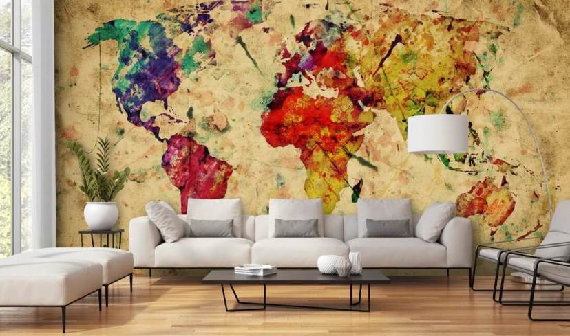 World Map Wallpaper & Wall Murals | Wallsauce UK