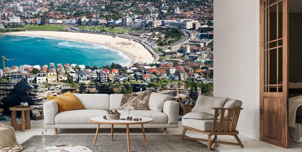 Aerial of Bondi Beach, Sydney Wallpaper | Wallsauce UK