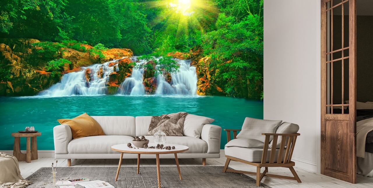 Rock Pool & Waterfall Wallpaper | Wallsauce US