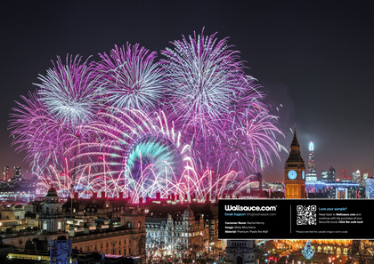 New Year Fireworks Wall Mural | Wallsauce US