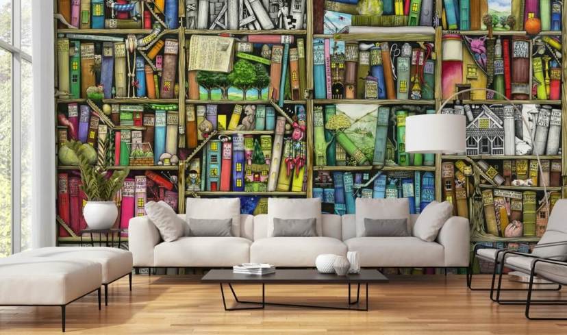 Bookcase Wallpaper & Bookshelf Wall Murals | Wallsauce US