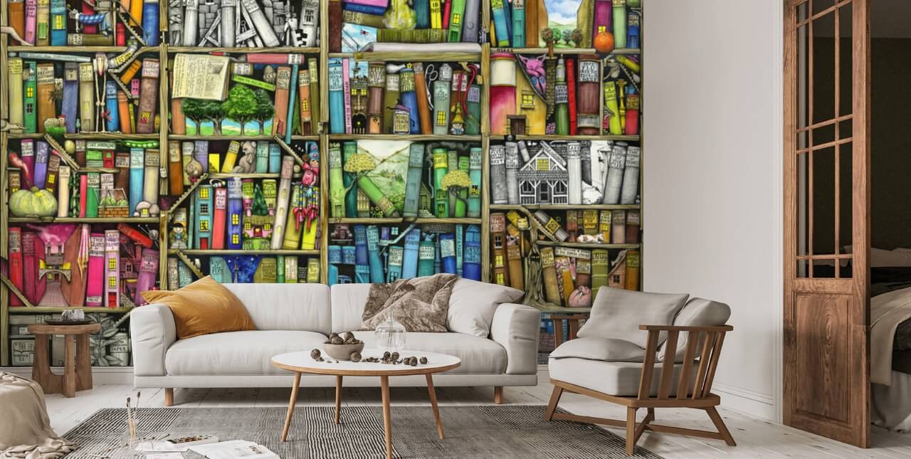 Bookshelf Wall Mural | Wallsauce US