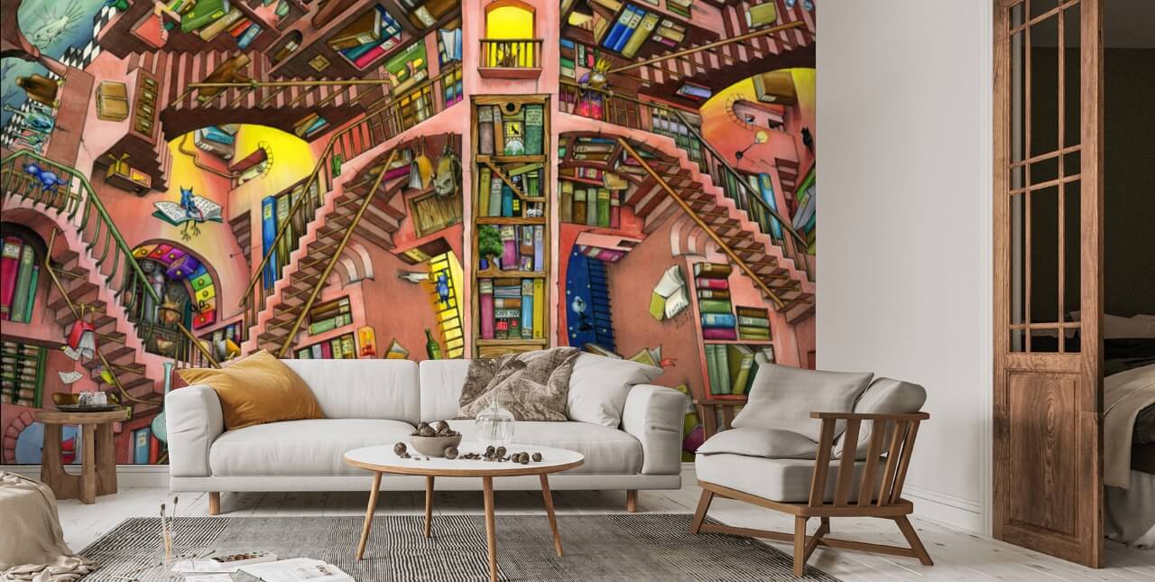 Library Book Wallpaper Mural