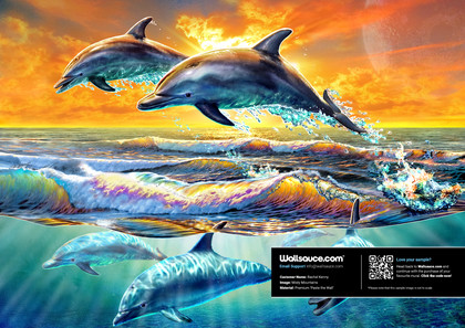 Dolphins at Dawn Wall Mural | Wallsauce US
