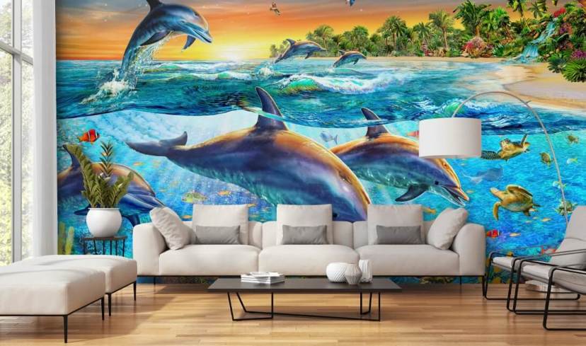 Dolphin Wallpaper & Wall Murals | Wallsauce UK