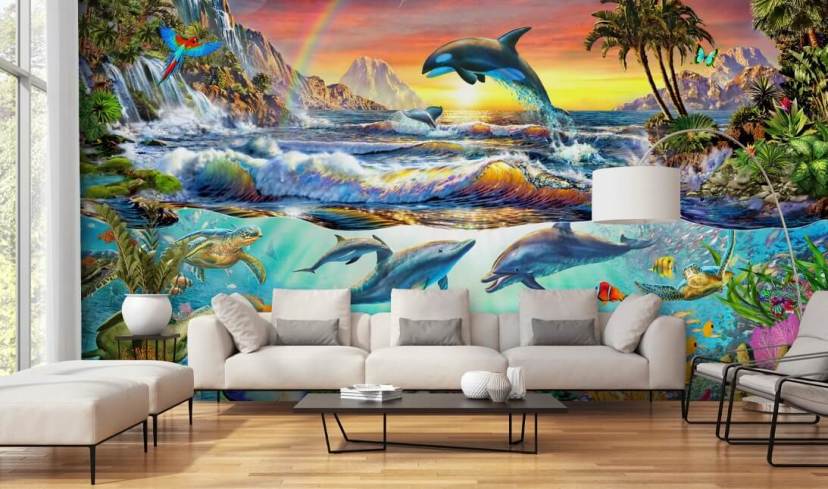 Realistic Ocean Wall Murals Wave Murals Removable Wallpaper | Sea Life