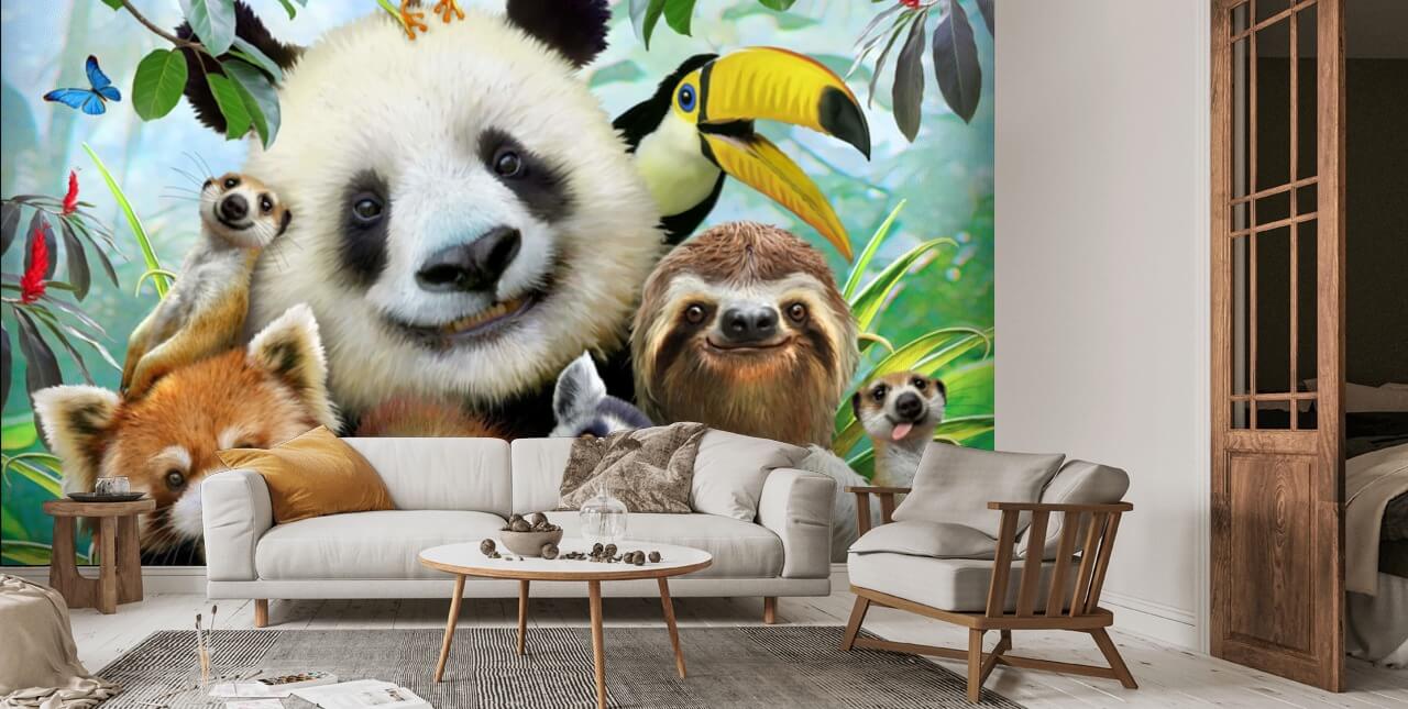 Zoo Selfie Wall Mural | Wallsauce UK