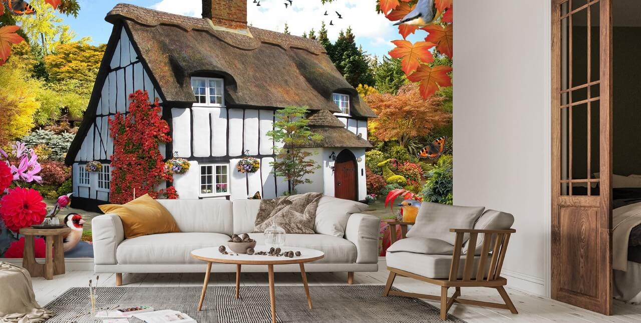 Sedum Cottage Wall Mural | Wallsauce UK