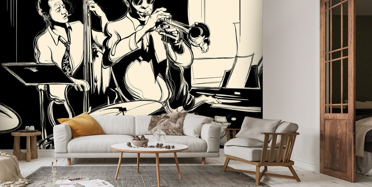 Black And White Abstract Jazz Art