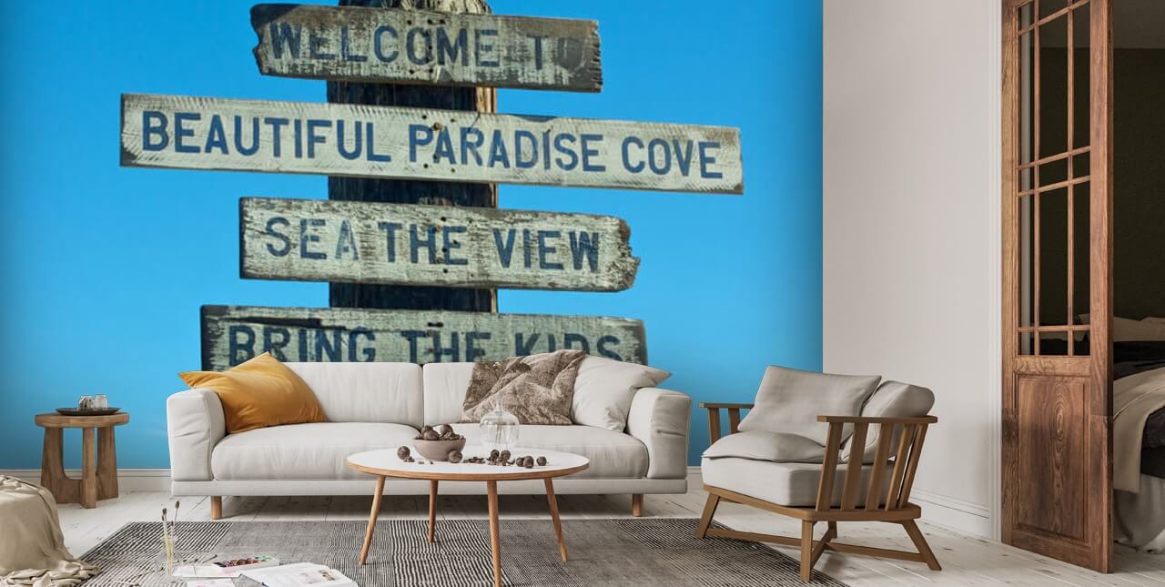 Welcome to Malibu Sign Wallpaper Mural | Wallsauce US