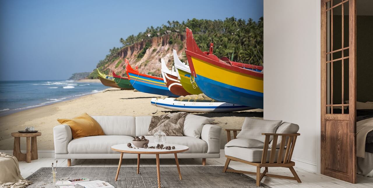 Fishing Boats Wallpaper Mural | Wallsauce US