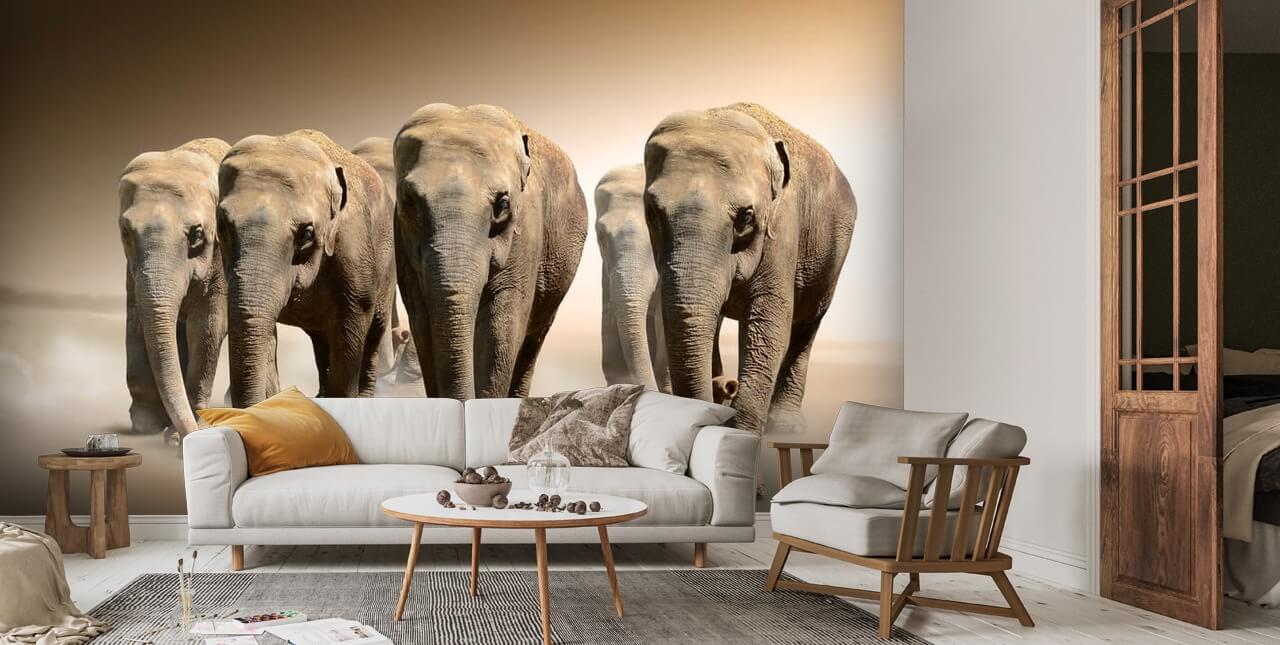 Herd of Elephants Wall Mural | Wallsauce US