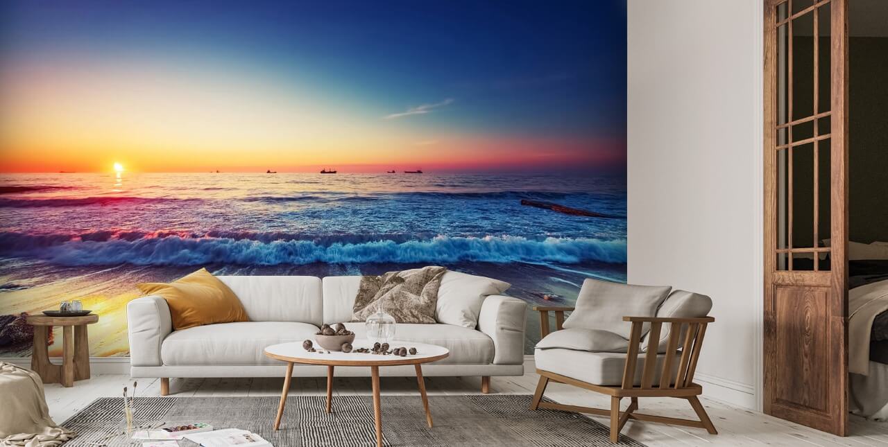 Carta da parati colorata con alba sul mare | Wallsauce IT