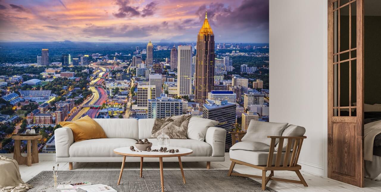 Atlanta, Georgia Skyline Wallpaper Mural | Wallsauce US