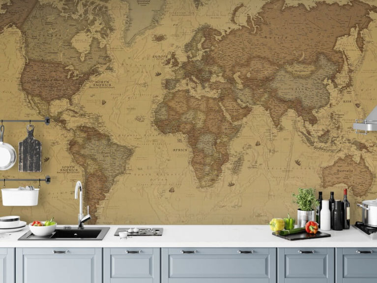 Vintage Map Wallpaper & Antique Map Wall Murals | Wallsauce US