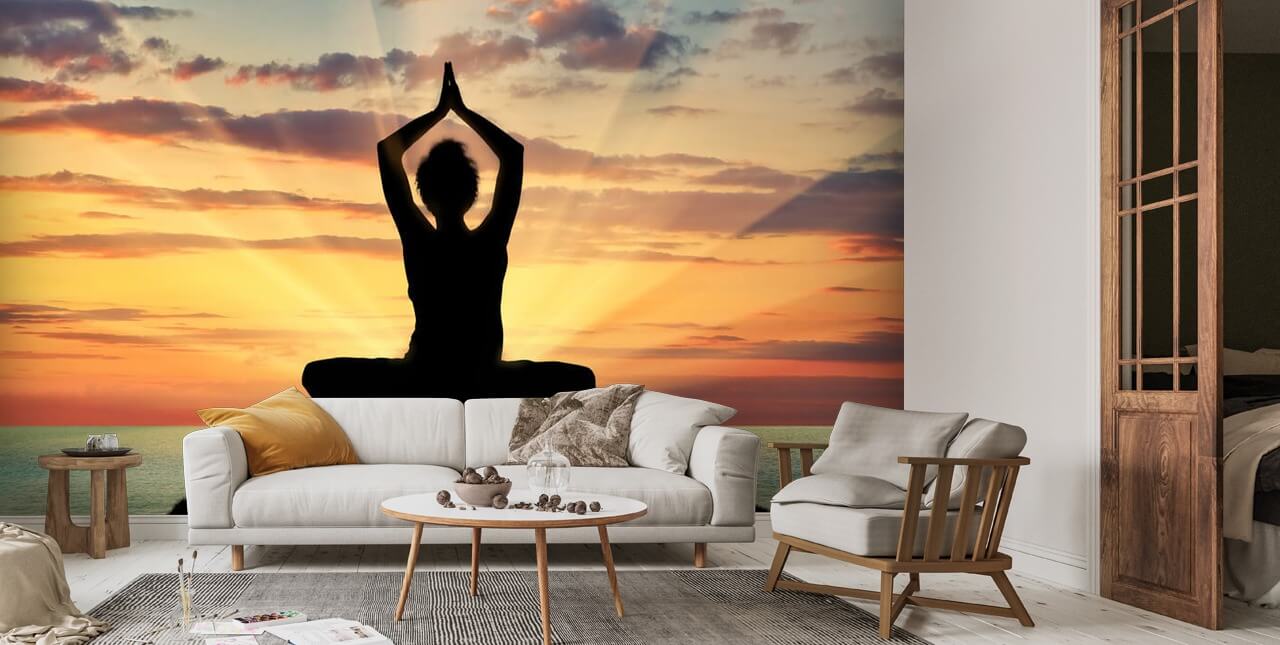 Yoga Silhouette Wallpaper Mural | Wallsauce UK