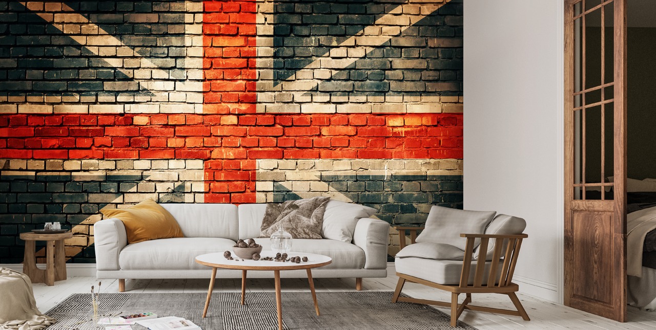 Union Jack on Old Brick Wall Mural | Wallsauce UK