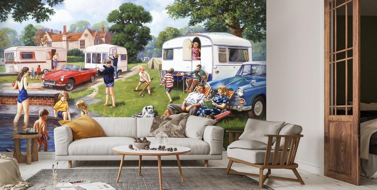 Caravan Holidays Wall Mural | Wallsauce UK