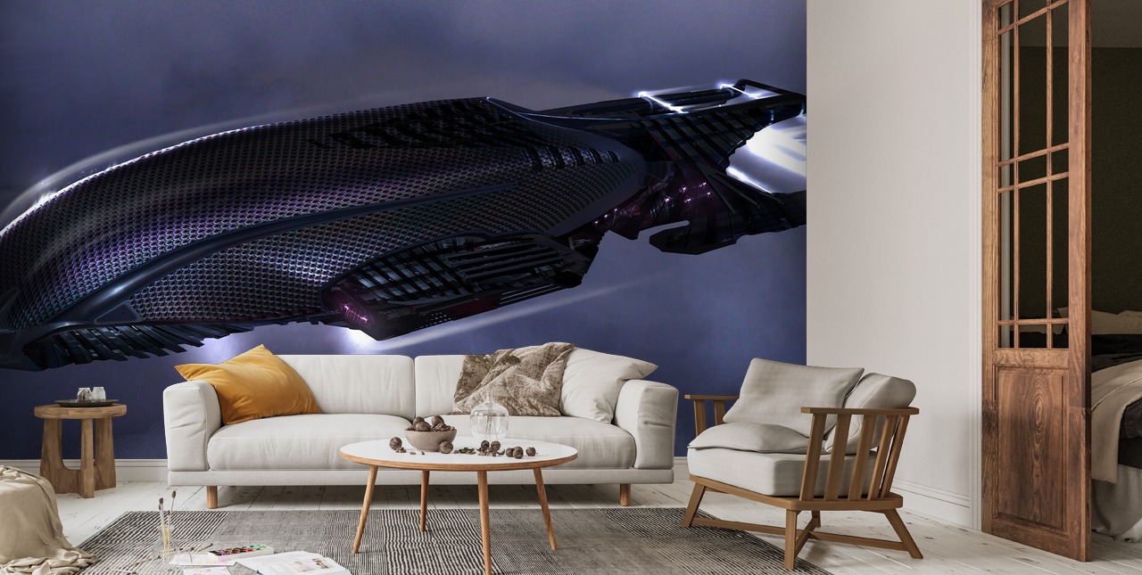 Alien Spaceship Wallpaper Mural by Simon Fetscher | Wallsauce AE