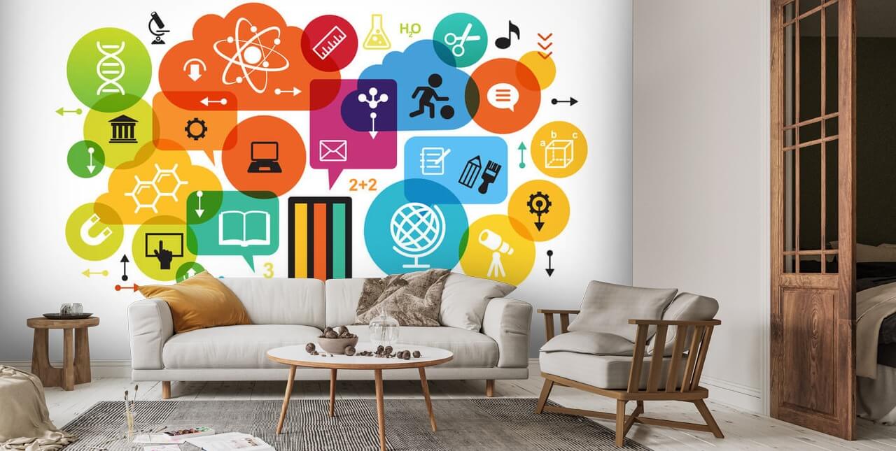 Iconos de educación Mural de pared Iconos de educación Papel pintado ...
