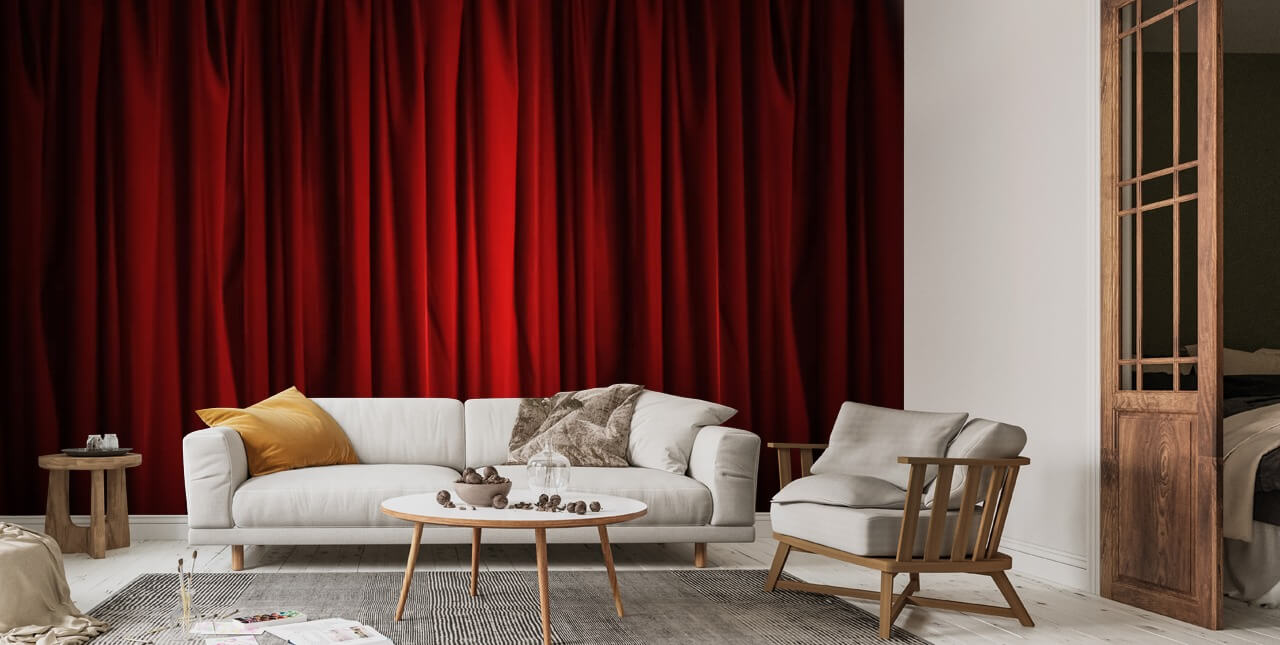 Roter Vorhang Wandbild Roter Vorhang Hintergrundbild | Wallsauce DE
