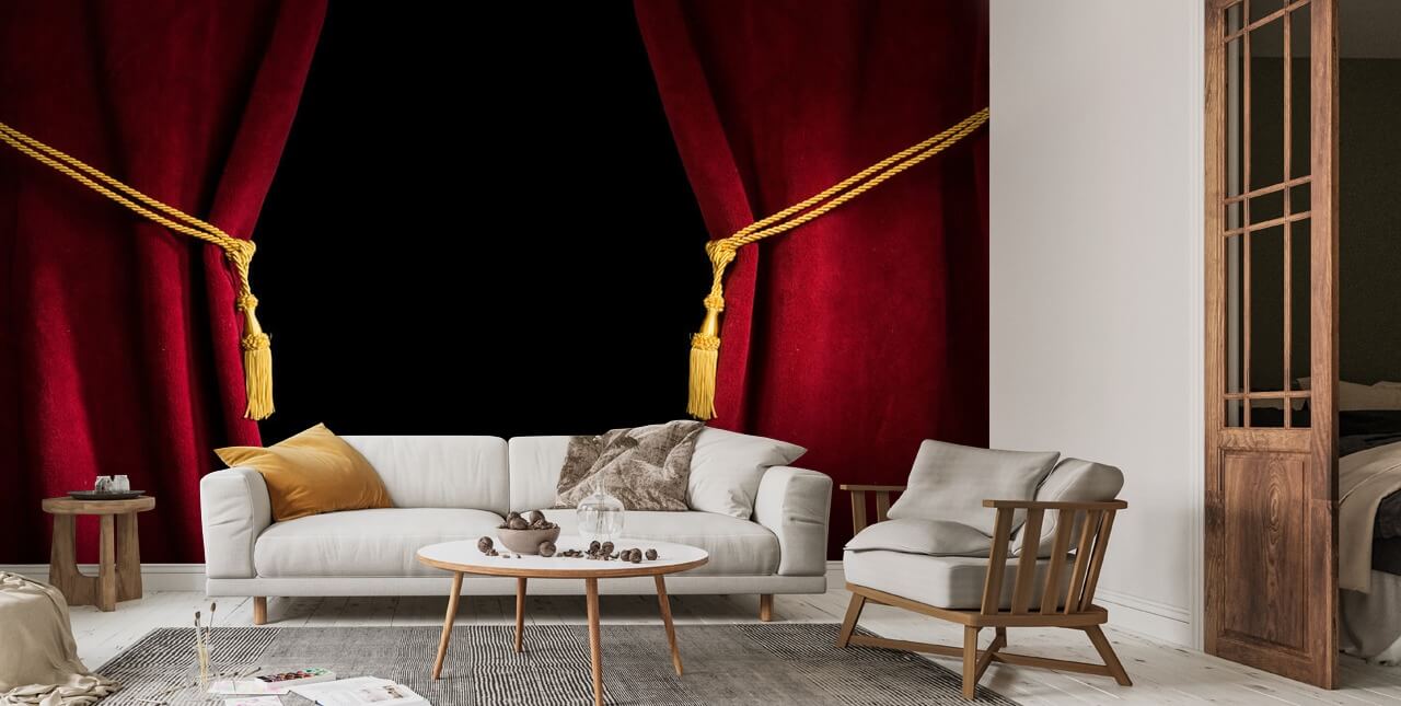 Rood fluwelen gordijn met kwastje | Wallsauce NL