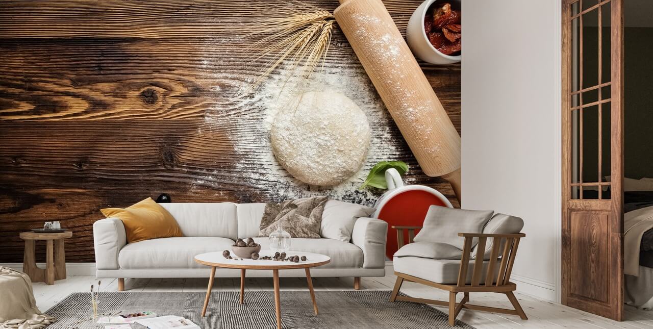 Pizzateig mit Zutaten Tapete | Wallsauce DE