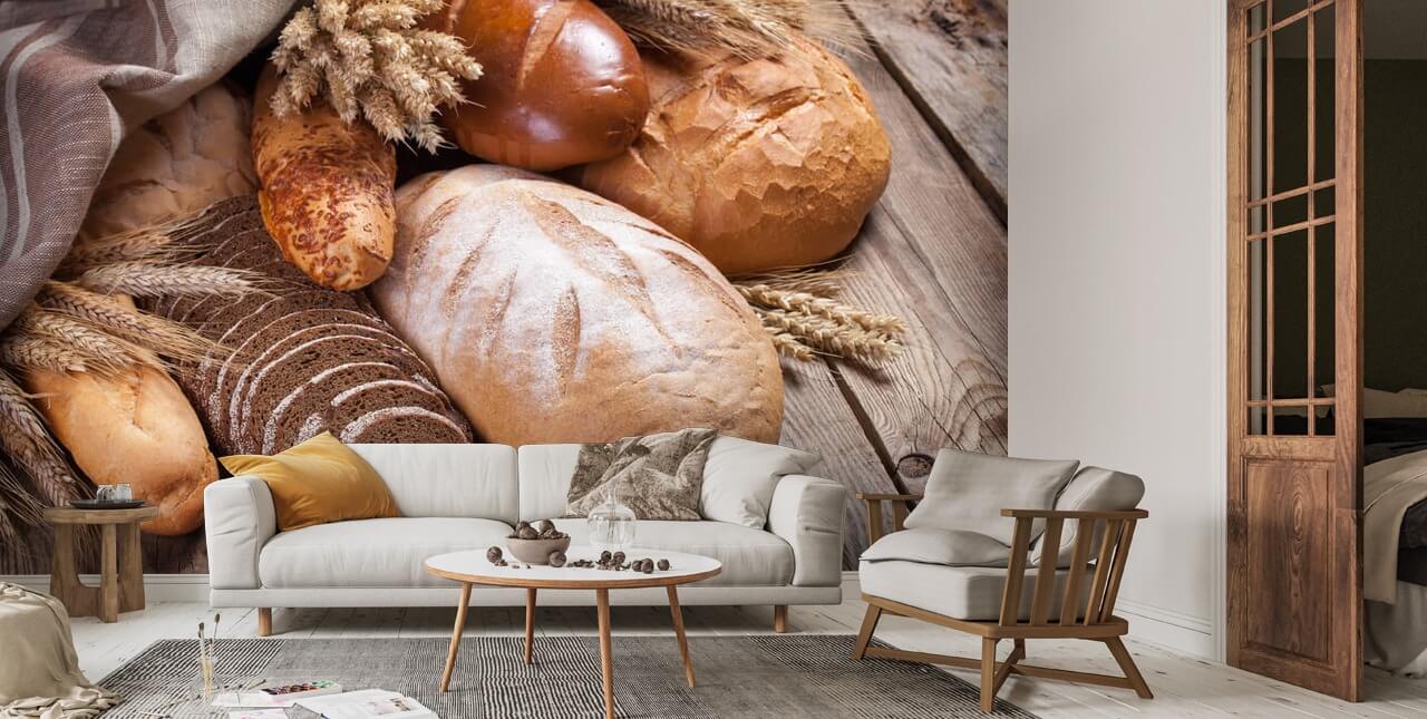 Bread On an Old Table Wallpaper Mural | Wallsauce AU