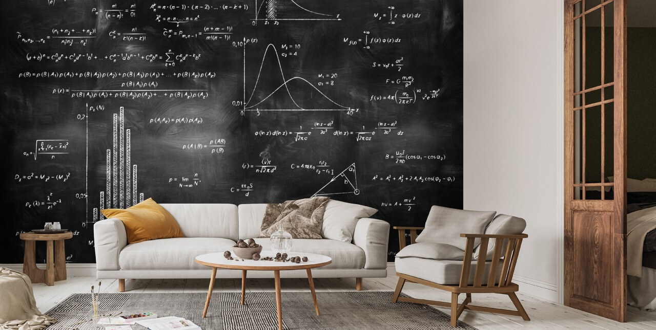 Decorazione murale con formule matematiche sulla lavagna | Wallsauce IT