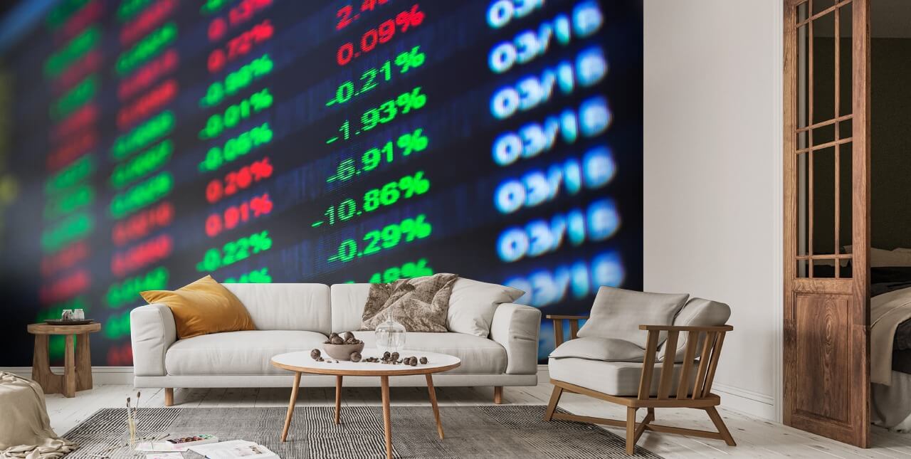 Weergave van aandelenmarkt Muurschildering Weergave van aandelenmarkt ...