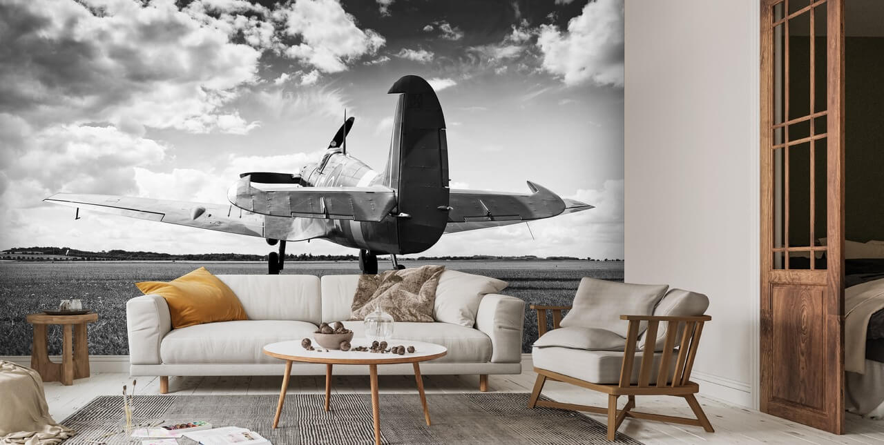 Supermarine Spitfire Mk V at rest Wall Mural | Wallsauce US