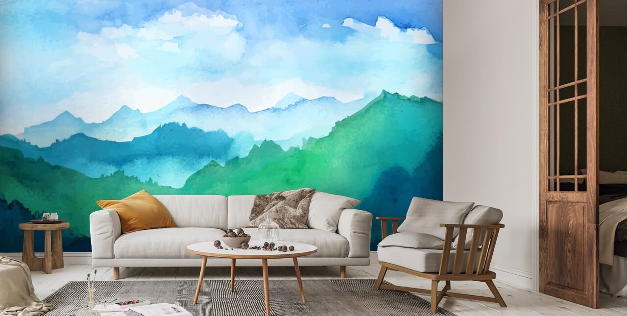 Watercolour Mountains Wallpaper | Wallsauce CA