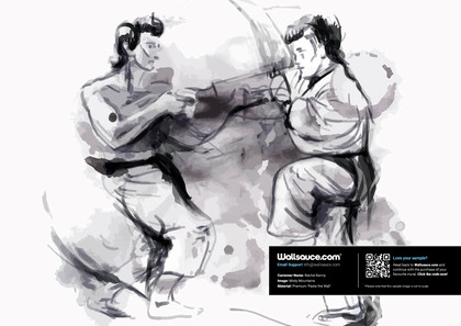 Karate Illustration Wall Mural | Wallsauce US