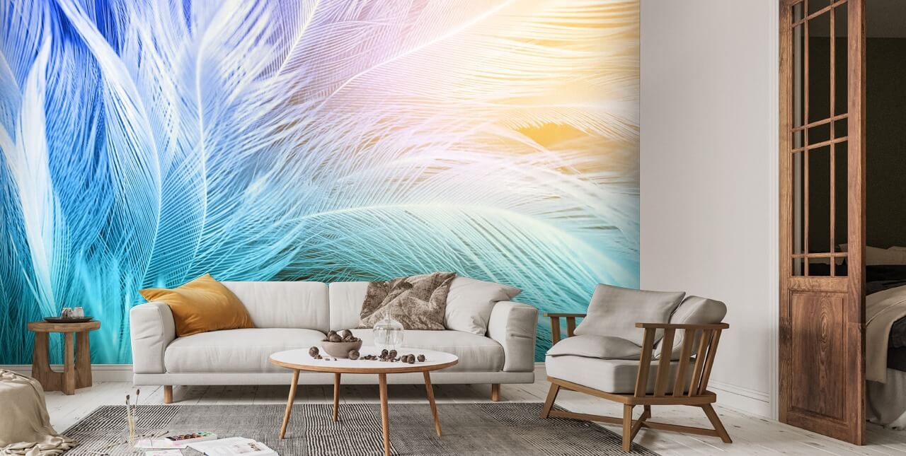 Pastel and Light Feathers Wall Mural | Wallsauce UK