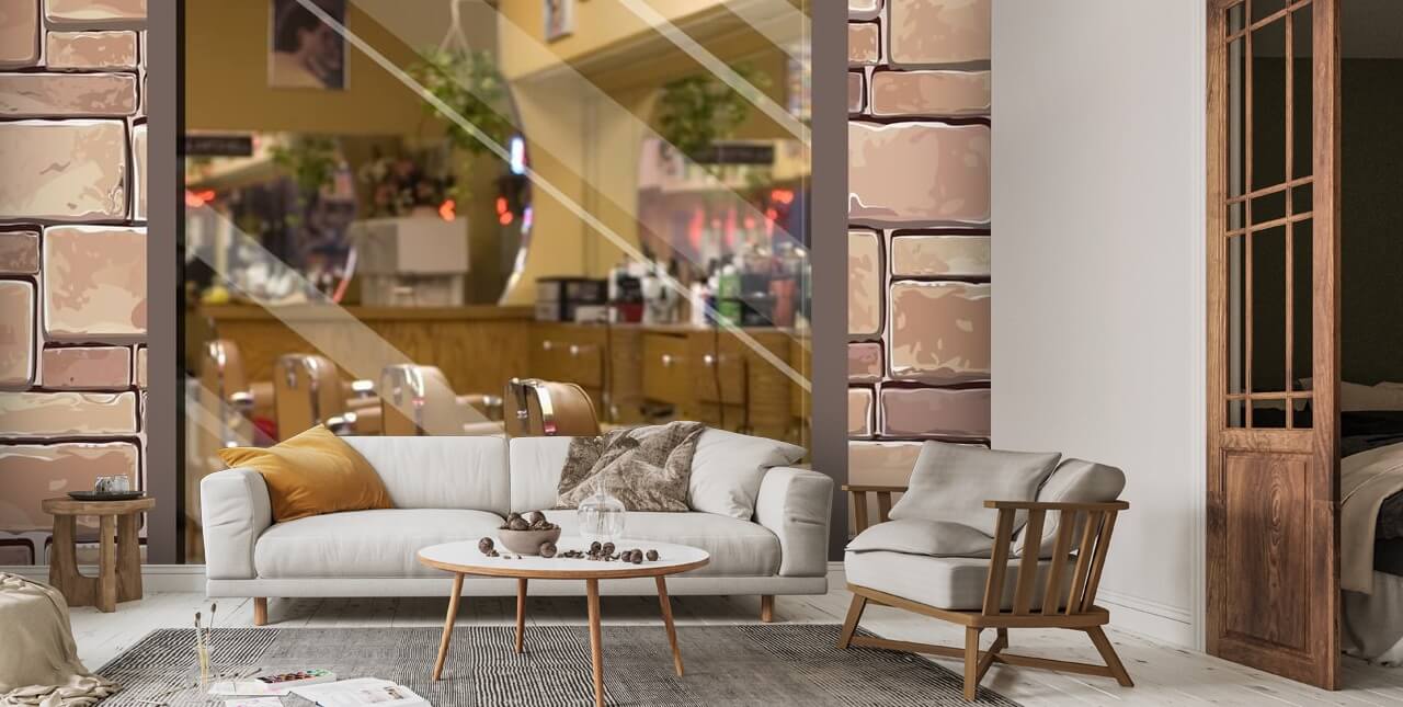 Papier peint mural salon de coiffure | Wallsauce FR