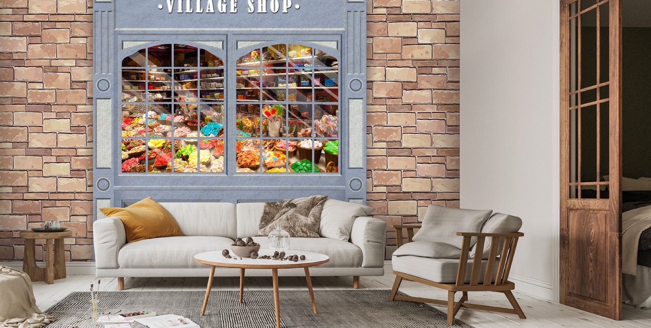 Village Shop Wall Mural | Wallsauce UK