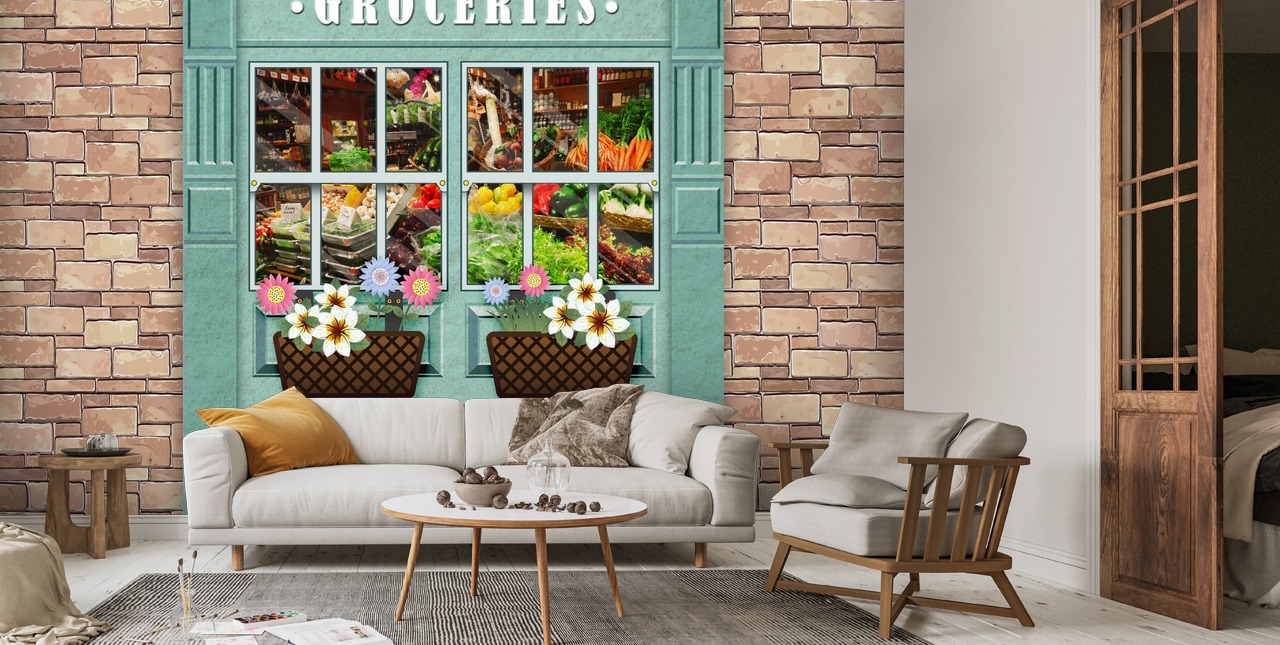 Groceries Wall Mural | Wallsauce US