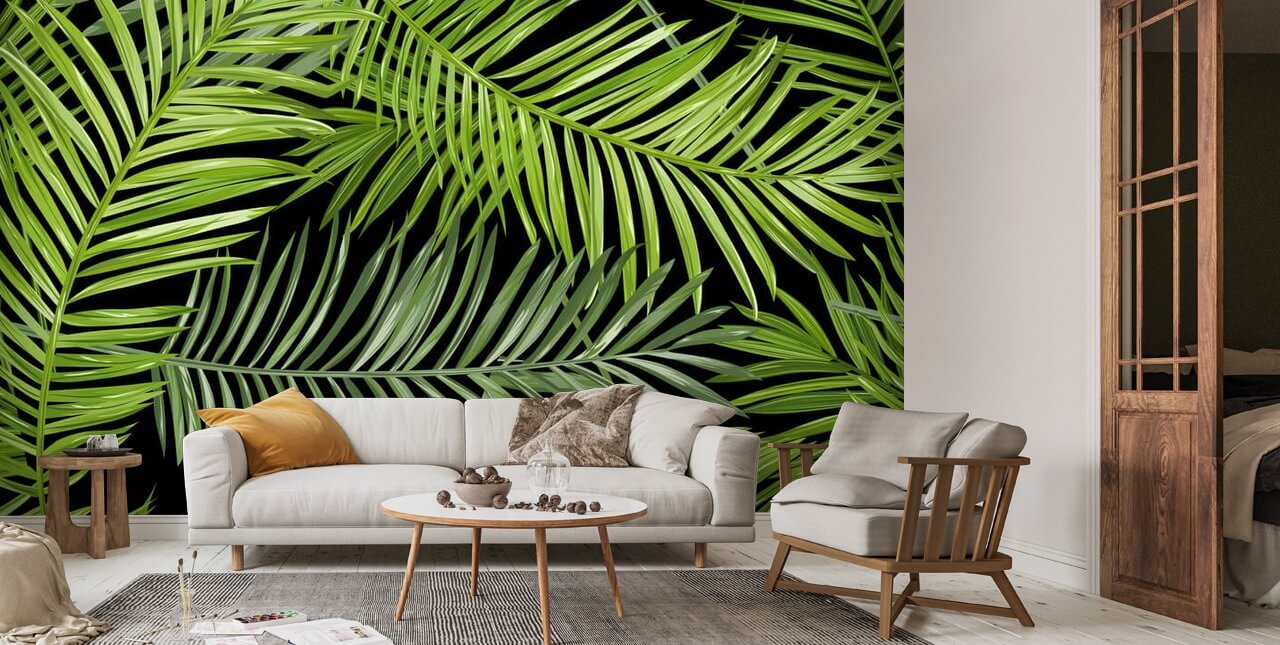 Tropical Palm Leaves Pattern Wallpaper | Wallsauce US
