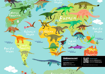 Dinosaur World Map Wallpaper | Wallsauce CA