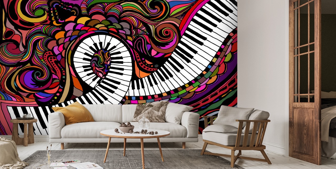 Psychedelic Keys Wall Mural | Wallsauce US