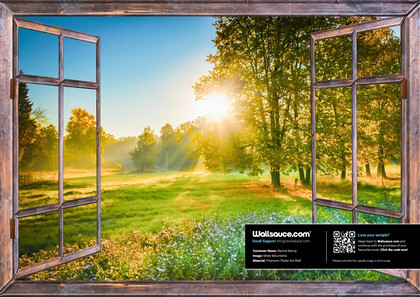 Sunrise Window View Wall Mural | Wallsauce US