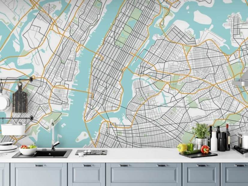 City Map Wallpaper & Wall Murals | Wallsauce US