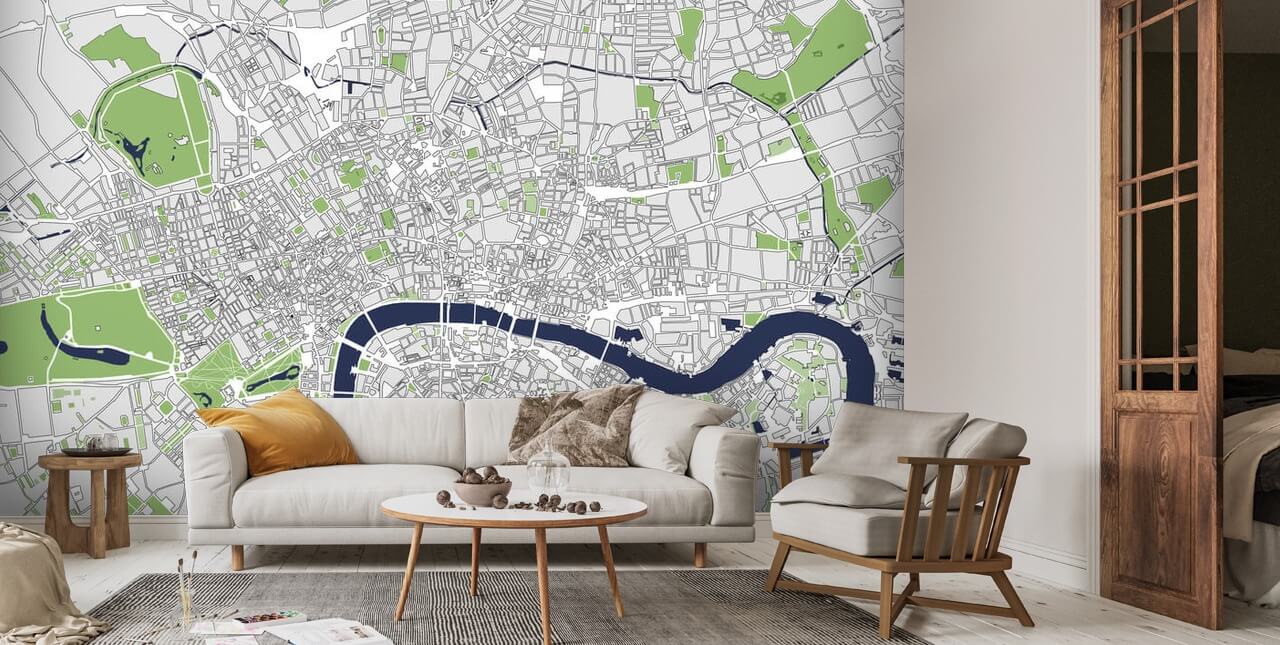 Illustration kort over London | Wallsauce DK