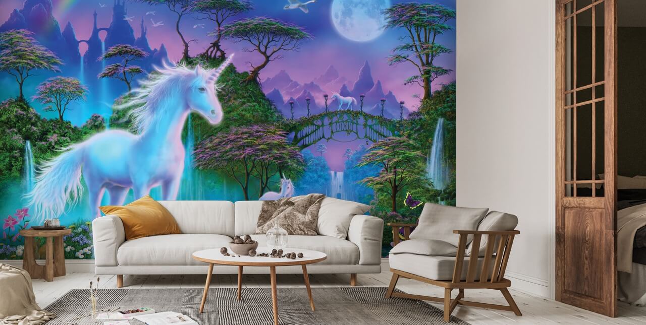 Unicorn Bridge Wall Mural | Wallsauce US