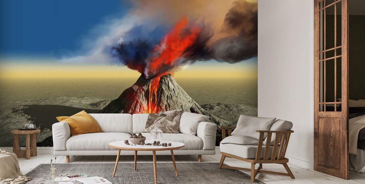 Volcano Smoke Wallpaper Mural | Wallsauce US