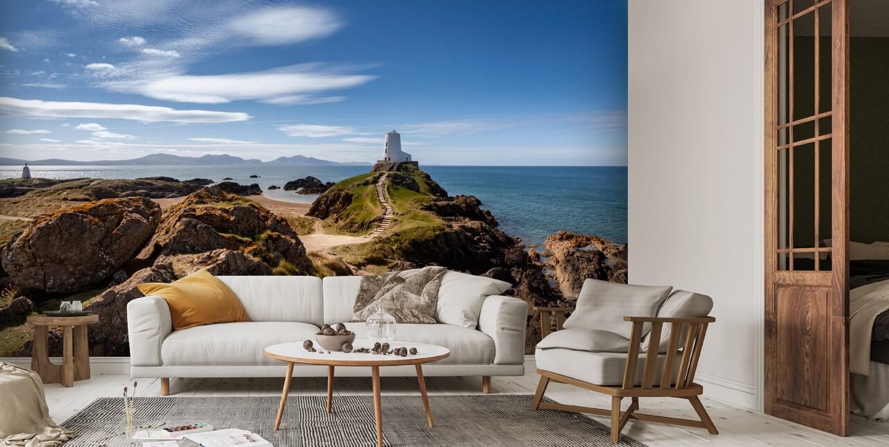 Llanddwyn Island Lighthouse Wall Mural | Wallsauce EU