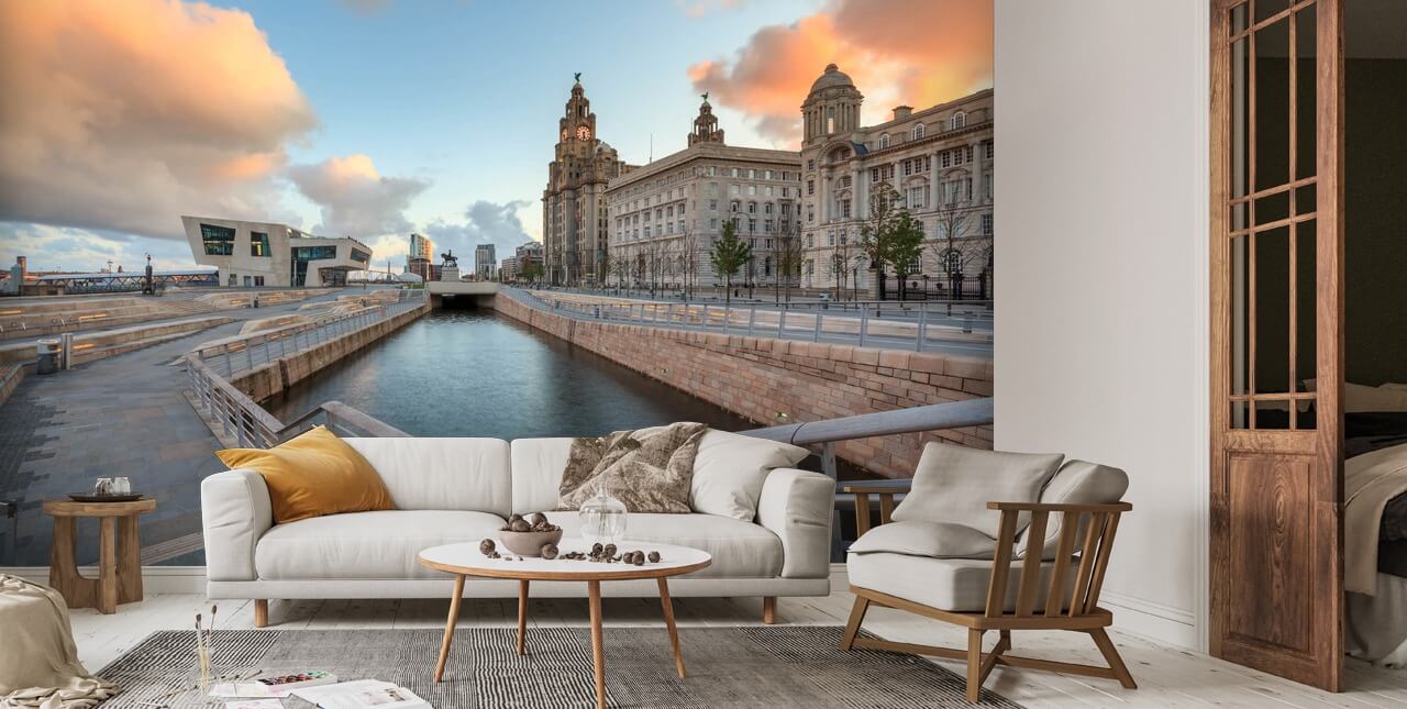 Liverpool Liver Building Sunrise Wall Mural | Wallsauce US