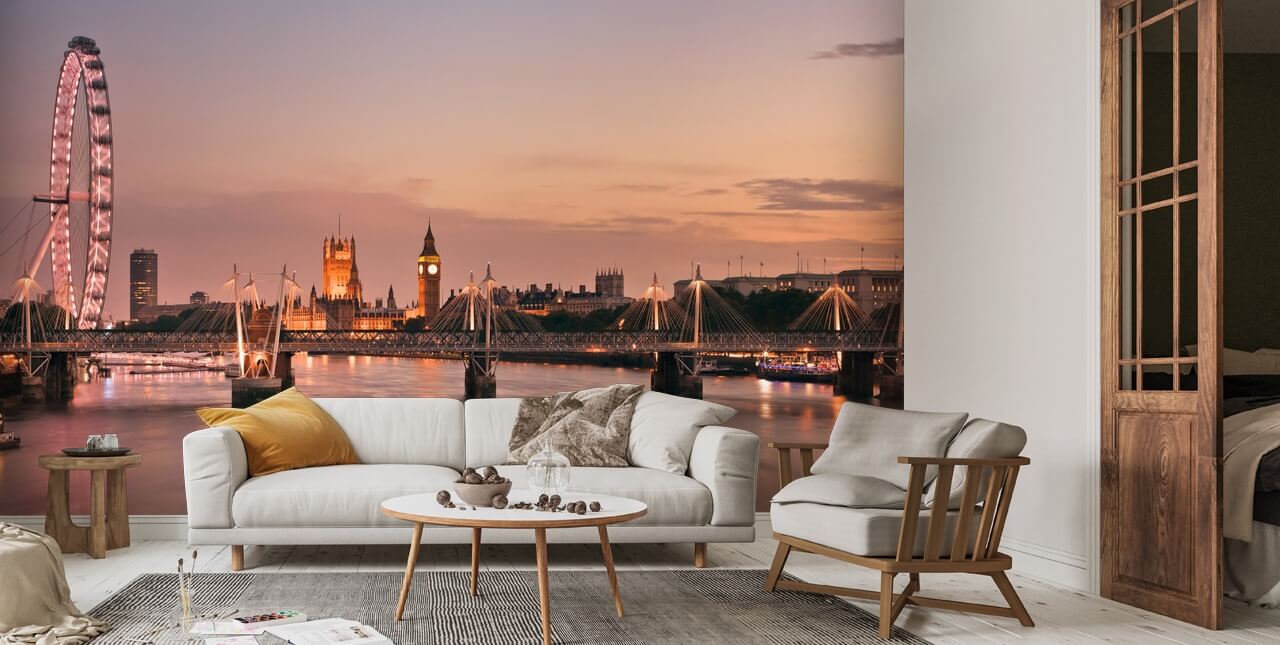 Waterloo Bridge and Houses of Parliament Mural | Wallsauce US