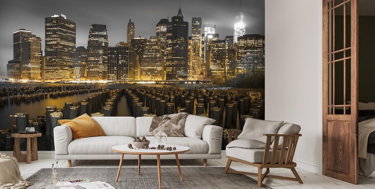 Manhattan Lights at Night 2 Wallpaper Mural | Wallsauce EU